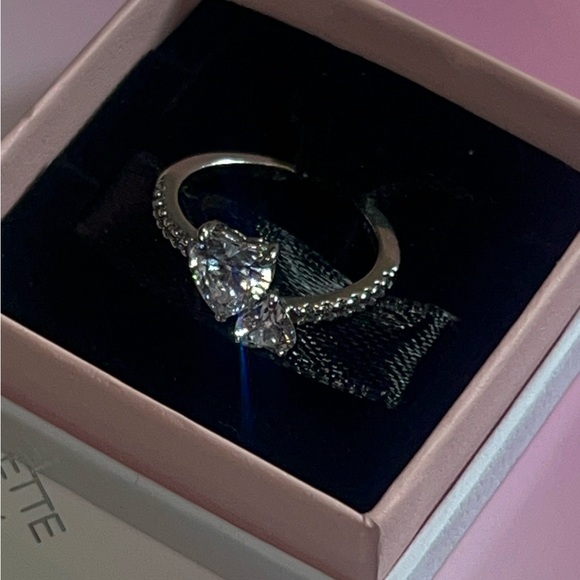 Pandora | Jewelry | Pandora Double Heart Sparkling Ring | Poshmark